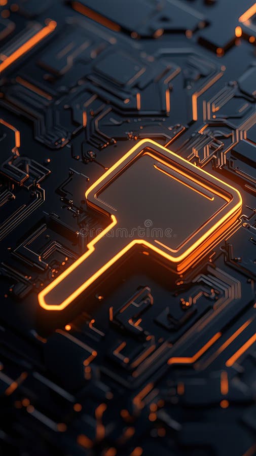 Unlocking Glowing Asset Chest with Key Shaped Data Stream Design Stock ...