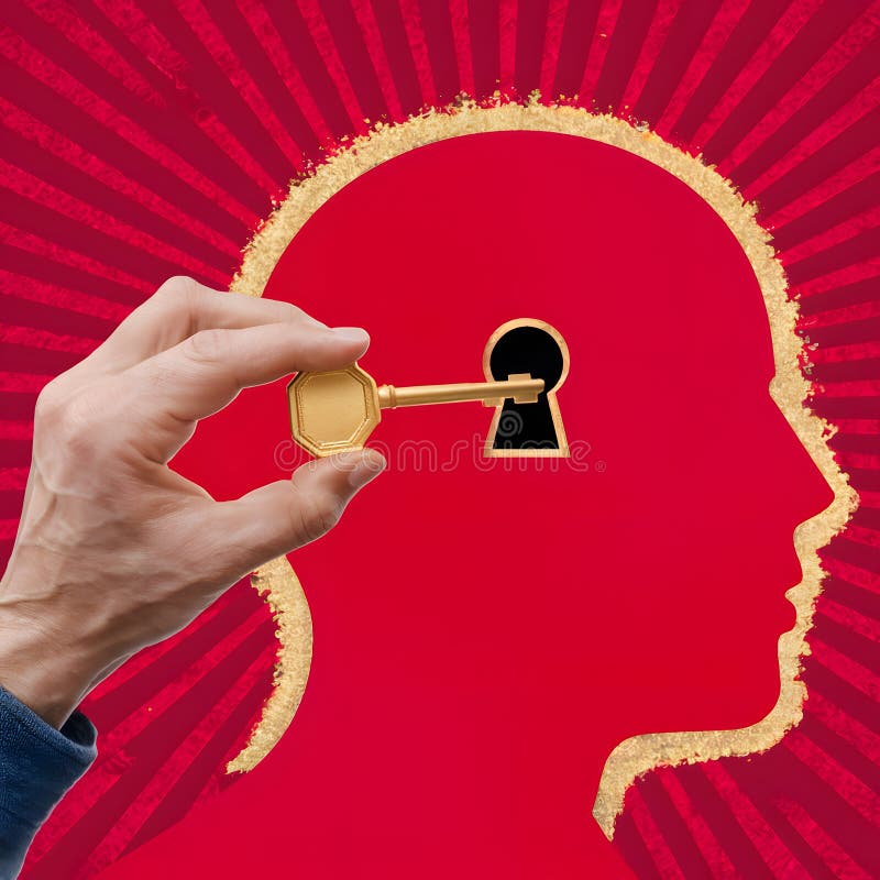 Unlocking Human Potential with a Golden Key in a Silhouette Head ... Unlocking Human Potential with a Golden Key in a Silhouette Head ...