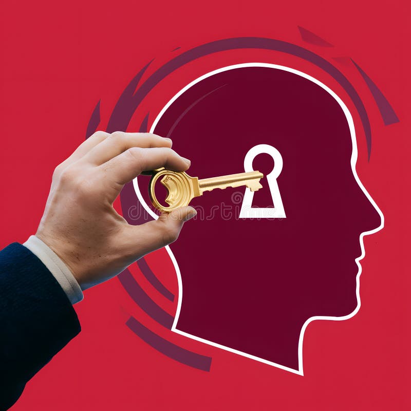 Unlocking Human Potential with a Golden Key in a Silhouette Head ... Unlocking Human Potential with a Golden Key in a Silhouette Head ...
