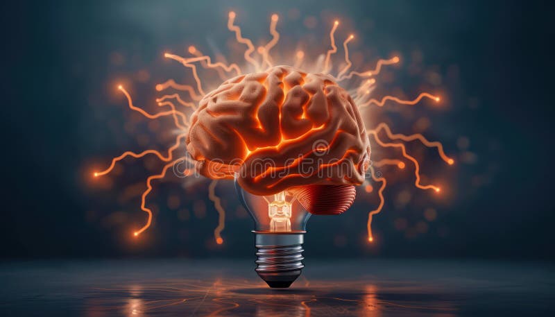 Unlocking Innovation a Brain Illuminated by Glowing Ideas, Wise ...