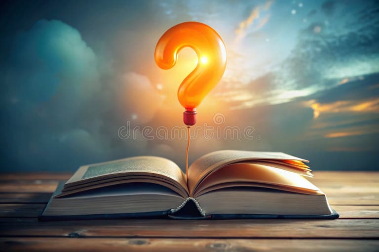 Unlocking Knowledge a Double Exposure of an Orange Question Mark Balloon and Open Book ...