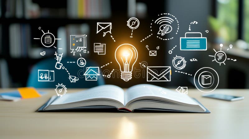 Unlocking Knowledge: the Glowing Lightbulb Above the Open Book of ...