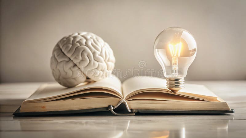 Unlocking Knowledge a Minimalist Illustration of Brain Book and ...
