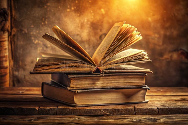 Unlocking Knowledge a VintageInspired Study Space Featuring an Open Book and Stack of Books for ...