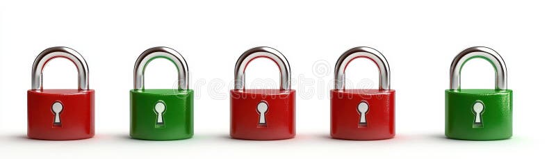 Unlocking Potential, Four Padlocks in Vibrant Colors One Open ...