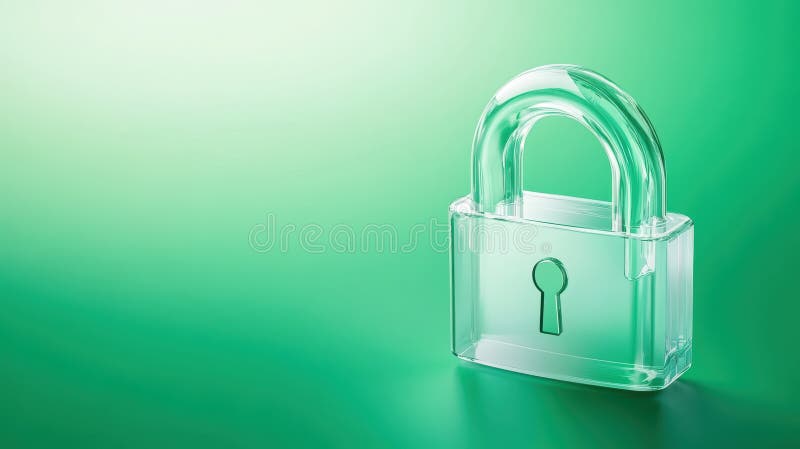 Unlocking Potential, Glass Padlock and Key on Vibrant Green Background ...