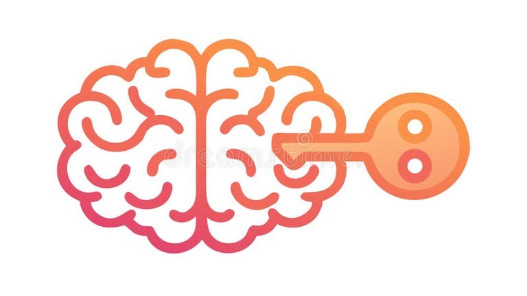 Unlocking Potential Icon with Keyhole in a Brain, Vector Design ...