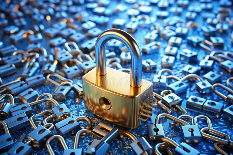 Unlocking Potential a Surreal Gold Padlock and Blue Keys Symbolize ...