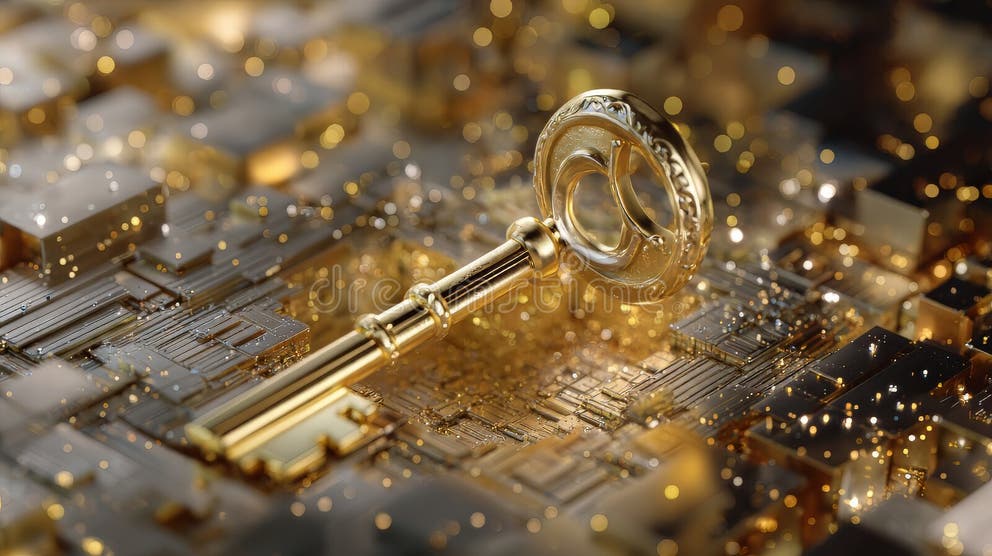 Unlocking the Secrets of Cybersecurity with a Gold Key on a Computer ...