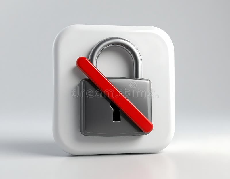Unlocking Security 3d Render of Padlock Icon with Red Cross Stock ...