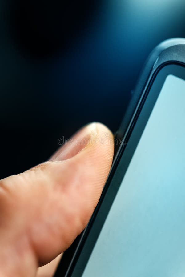 Unlocking Smart Phone with Fingerprint Sensor Scan Stock Image - Image ...