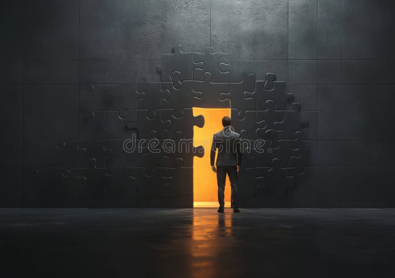 Unlocking a Software Solution with a Puzzle Keyhole, a Businessman ...