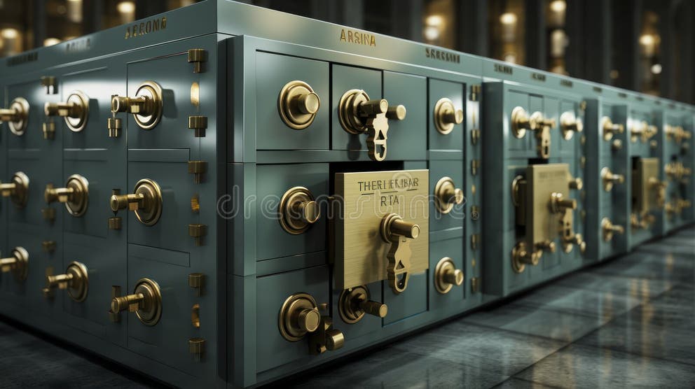 Unlocking Treasures - Open Safe Deposit Boxes. Generative AI Stock ...