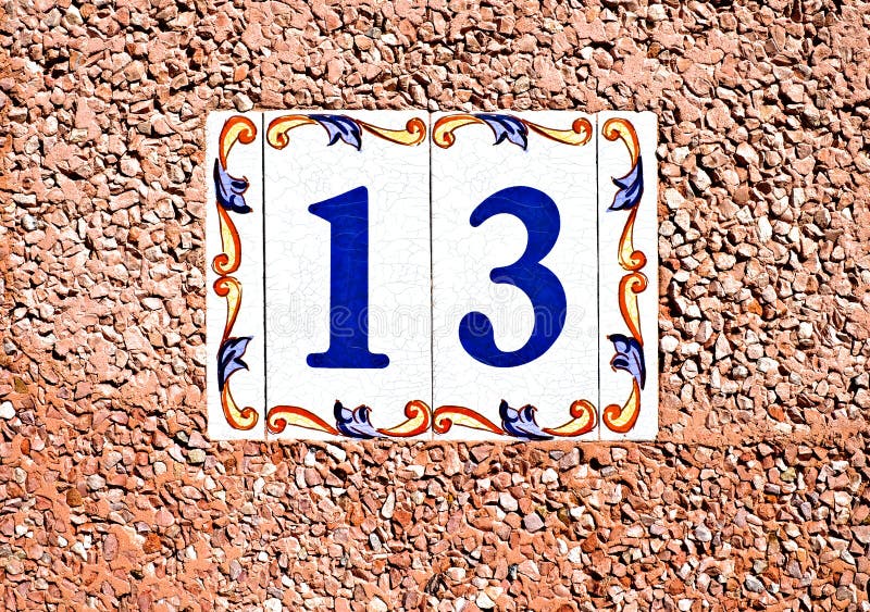 Unlucky Lucky Number Thirteen / 13 in Decorative Tiles on a Pink ...