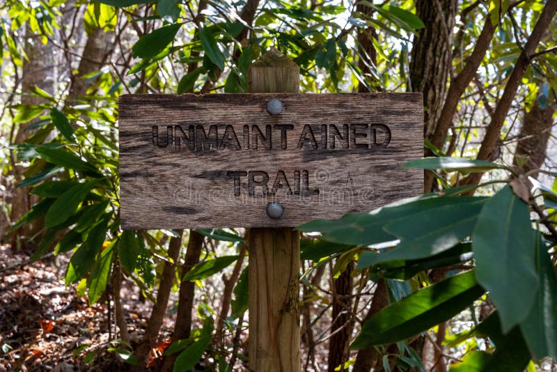 Unmaintained Trail Sign stock image. Image of post, nature - 182902825
