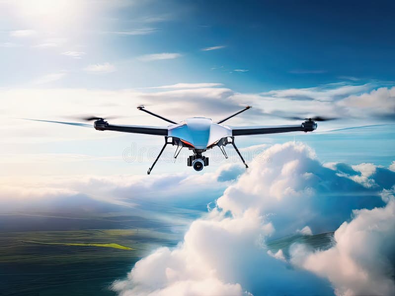 Unmanned Aerial Vehicle Gliding through the Clouds Stock Photo - Image ...