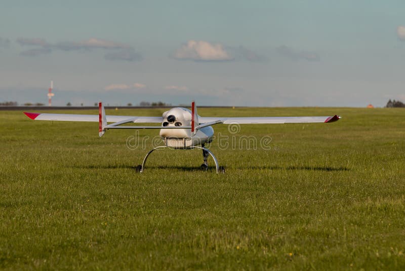 Unmanned Aerial Vehicle UAV in Blue Sky. Stock Photo - Image of rocket ...