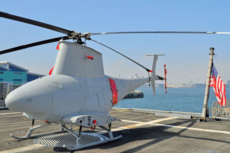 Unmanned Reconnaissance Helicopter Stock Photo - Image of warship ...