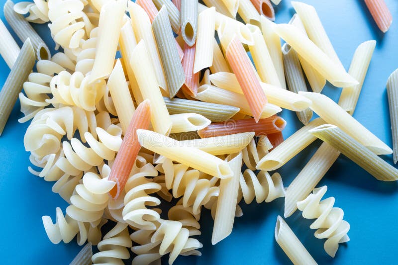Unmilled Colorful Pasta Varieties, Dry Pasta, Uncooked Stock Photo ...