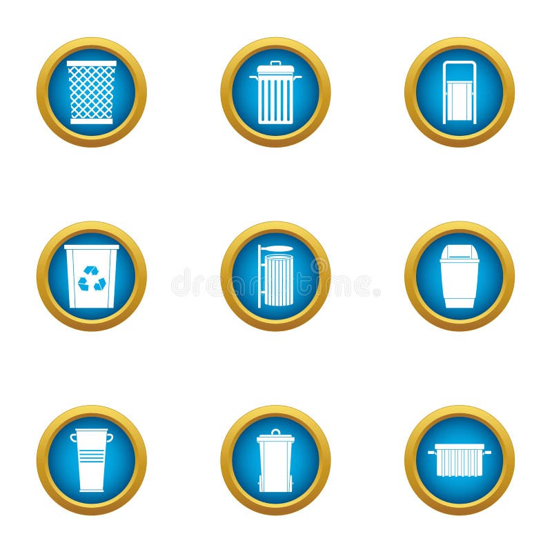 Trash Bin Set Icons, Isometric 3d Style Stock Vector - Illustration of ...
