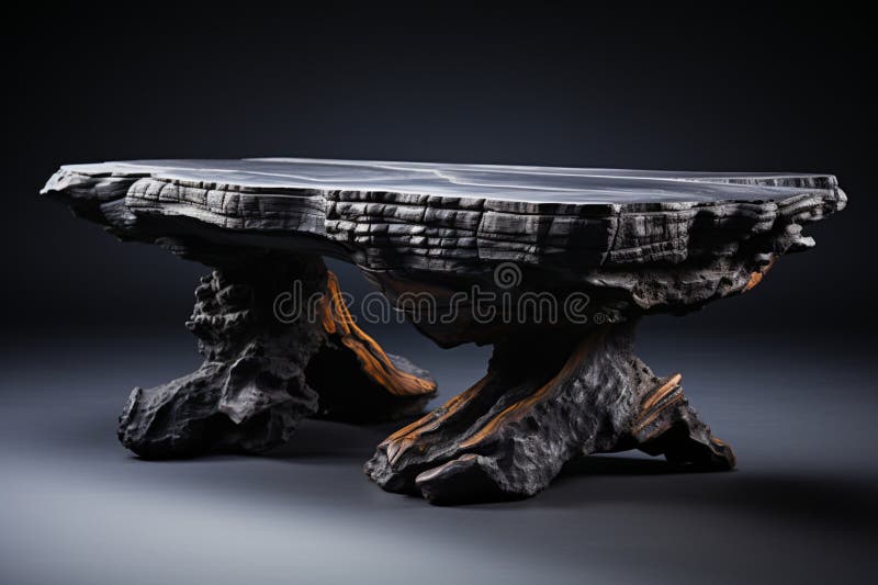Unoccupied Obsidian Table, Stands in Contrast on Plain White Background ...