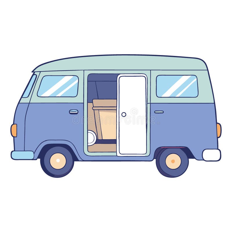 An Unoccupied Van Stands with Side Doors Ajar. Showcasing a Tidy Stock ...