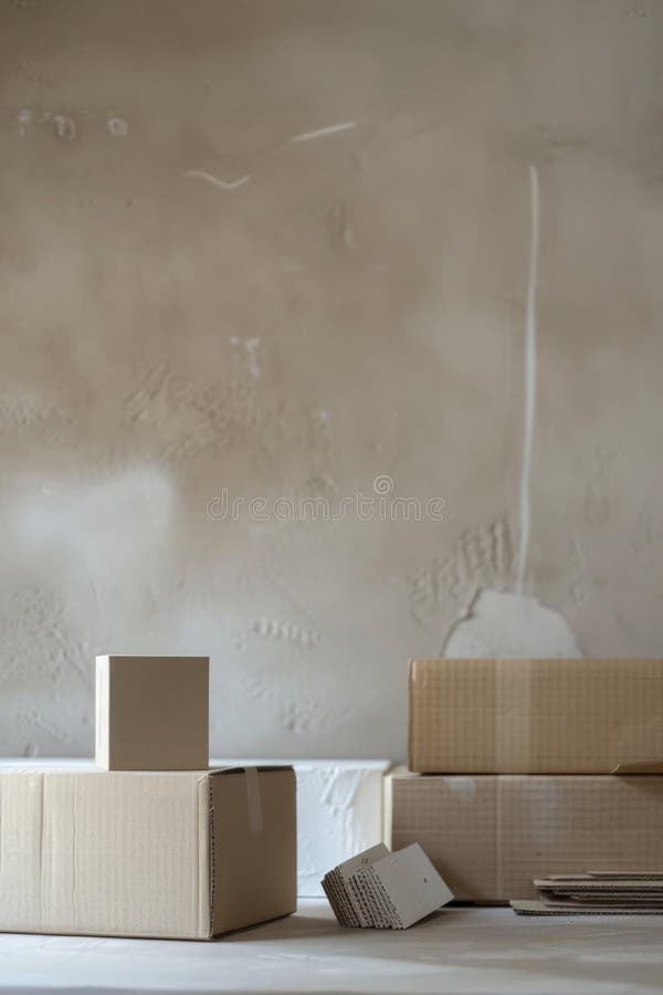 Unopened Boxes in Construction Site Stock Image - Image of parcel ...