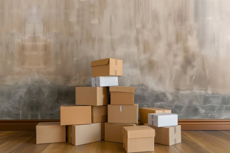 Unopened Boxes Forming a Pyramid in the Corner Stock Image - Image of ...