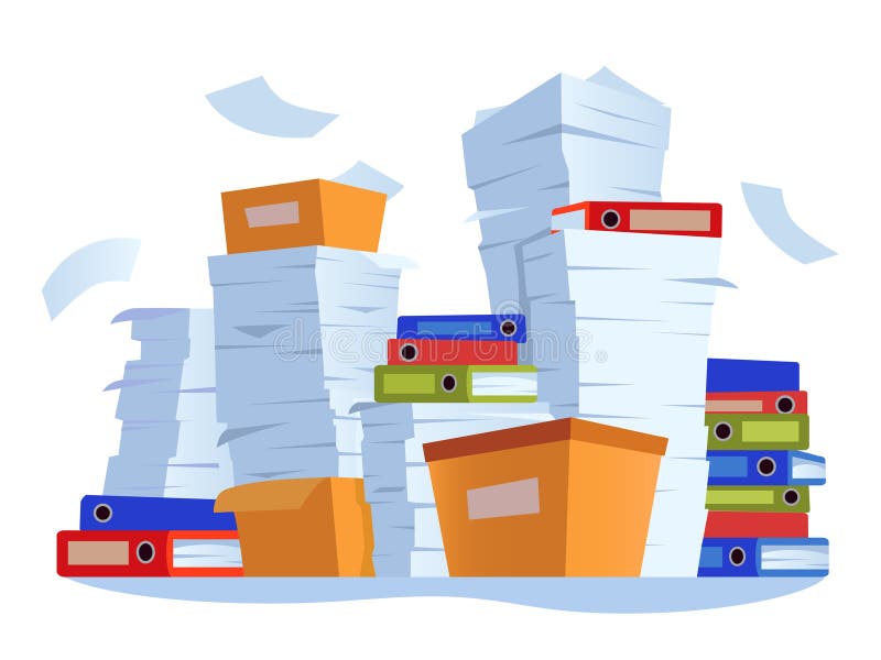 Unorganized Paperwork. Paper Documents Stack, Office Work Documentation ...