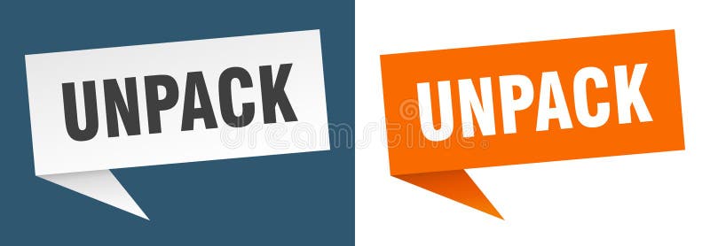 Unpack Banner. Unpack Speech Bubble Label Set Stock Vector ...