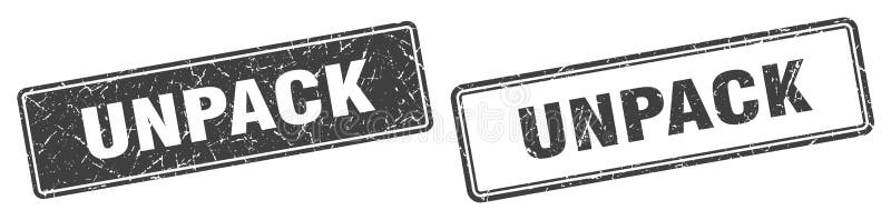 Unpack Stamp Set. Unpack Square Grunge Sign Stock Vector - Illustration ...