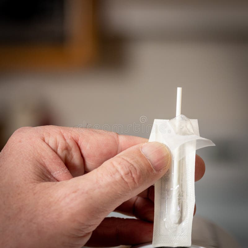 Unpackaging a Covid Swab from Sterile Package Stock Image - Image of ...