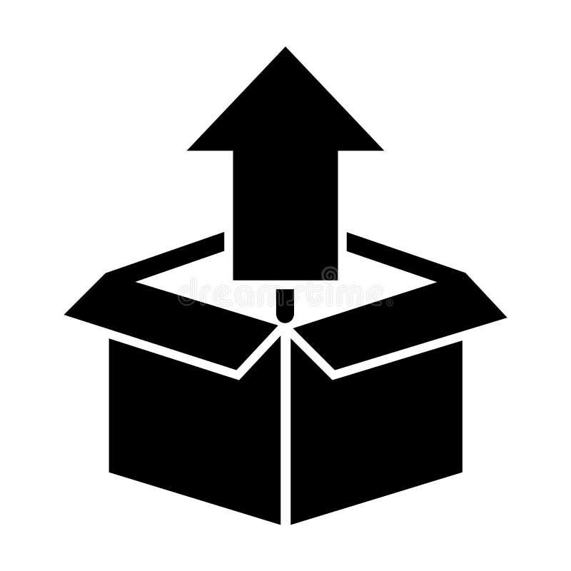 Unpacking Solid Icon. Box with Up Arrow Vector Illustration Isolated on ...