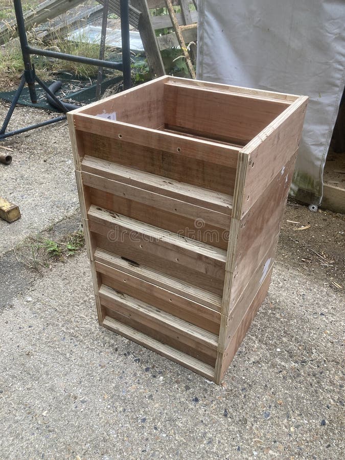 Unpainted Untreated Homemade Beehive Super Boxes for Beekeeping. Stock ...