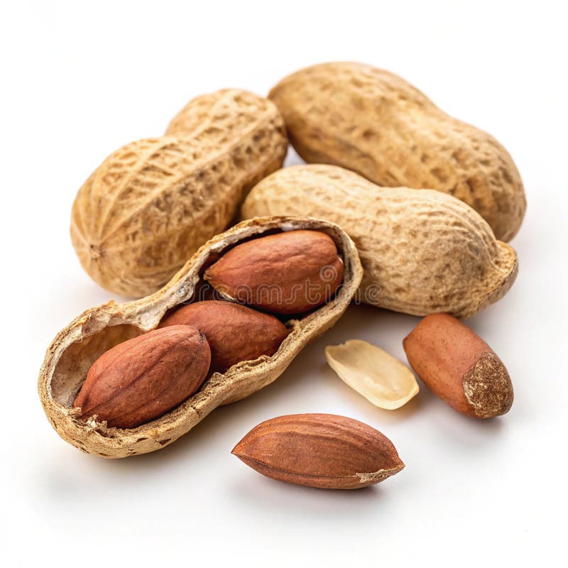 Organic Peanuts. a Unpeeled Nuts Isolated on White Background Stock ...