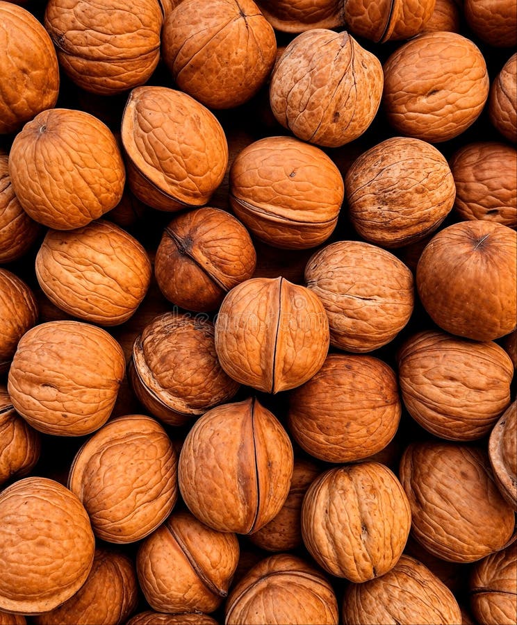 Unpeeled Walnut Background, Top View, Close Up Texture Stock Photo ...