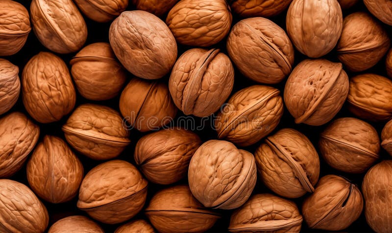 Unpeeled Walnut Background, Top View, Close Up Texture Stock Photo ...