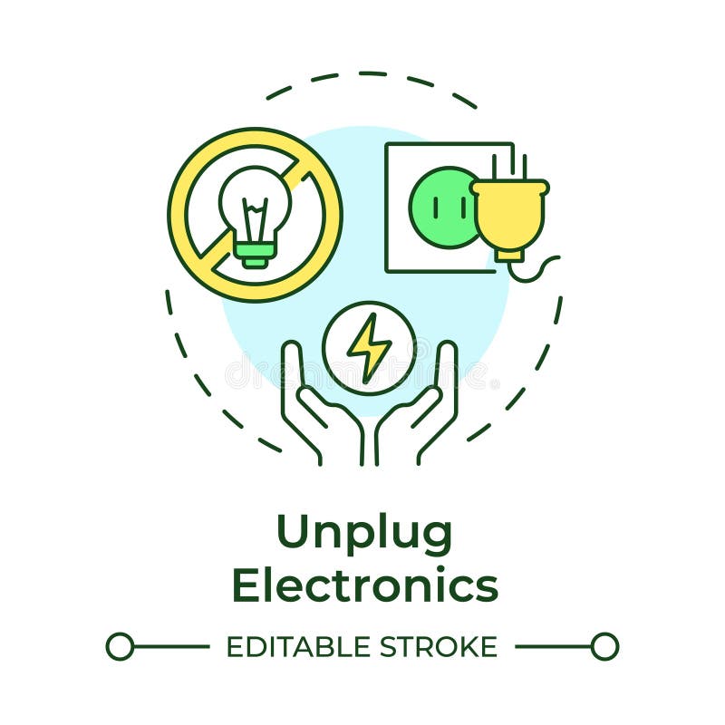 Unplug Electronics Multi Color Concept Icon Stock Illustration ...