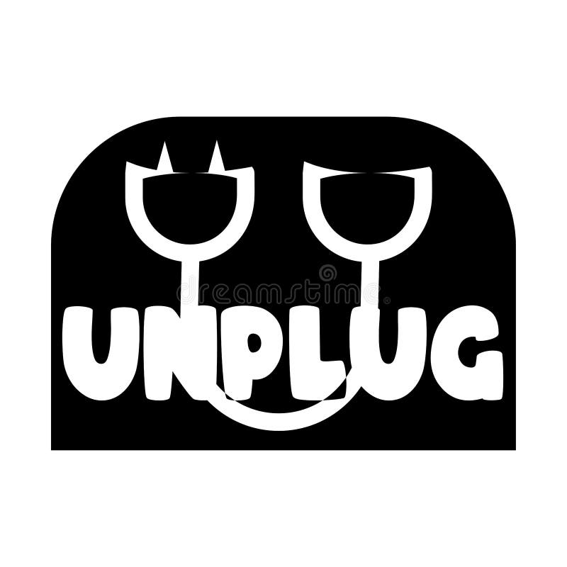 Unplug Word Logo Icon on a White Background Stock Illustration ...