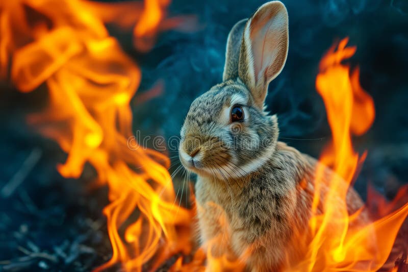 Unpredictable Angry Rabbit Fire. Generate Ai Stock Image - Image of ...
