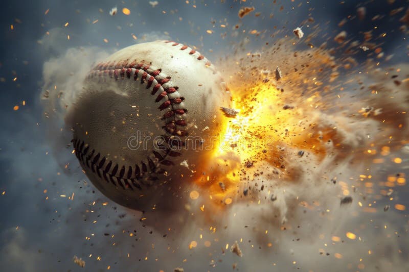 Unpredictable Baseball Bat Explosion Ball. Generate Ai Stock Photo ...