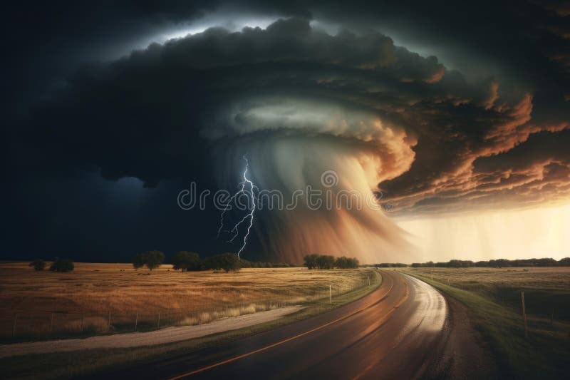Unpredictable Tornado Road Storm. Generate Ai Stock Image - Image of ...