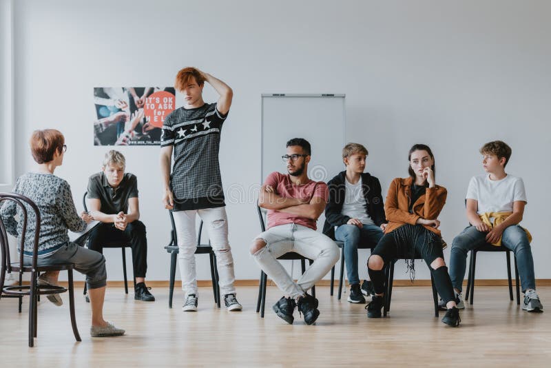 Unprepared boy in a class stock image. Image of teacher - 187431153
