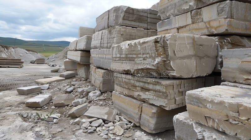 Unprocessed Stone Blocks in Quarry Industrial Background Stock ...