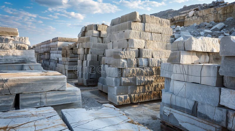 Unprocessed Stone Blocks in Quarry Industrial Background Stock ...