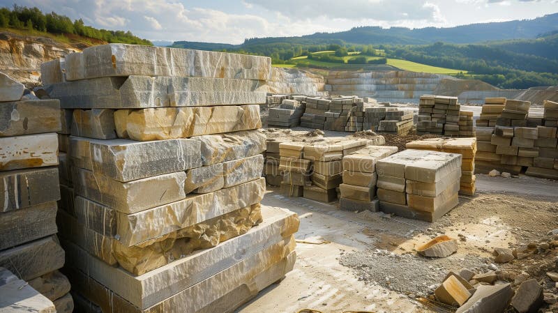 Unprocessed Stone Blocks in Quarry Industrial Background Stock ...