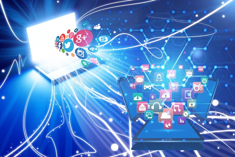 Escape from technology stock illustration. Illustration of cartoon ...