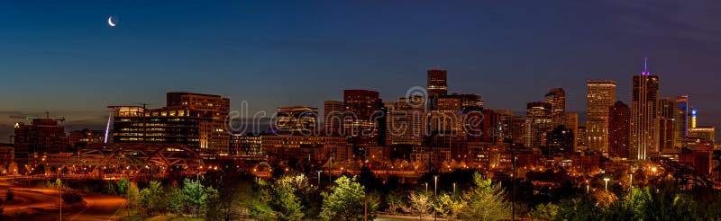 Unque View Od the Denver Skyline at Night Stock Photo - Image of ...