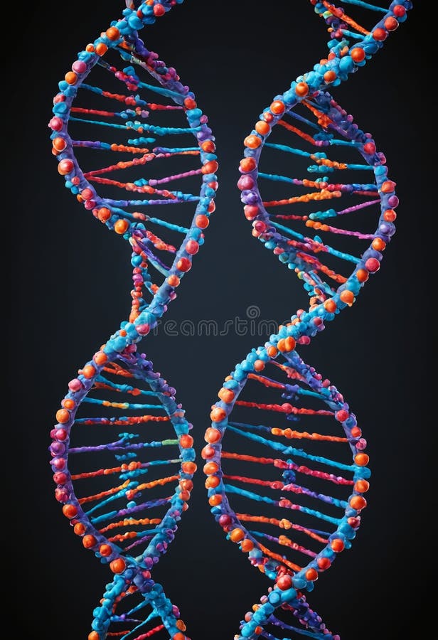 Unraveling Genetics: Color-Coded DNA Structure Visualization Stock ...