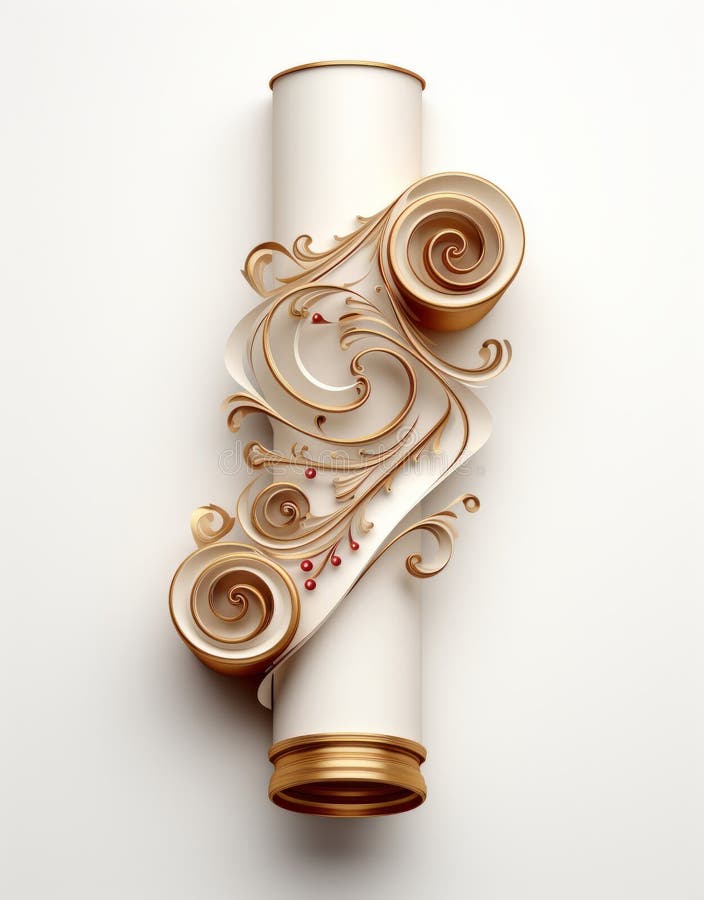 Unraveling the Secrets: Vintage Scroll on a Pristine White Backdrop ...